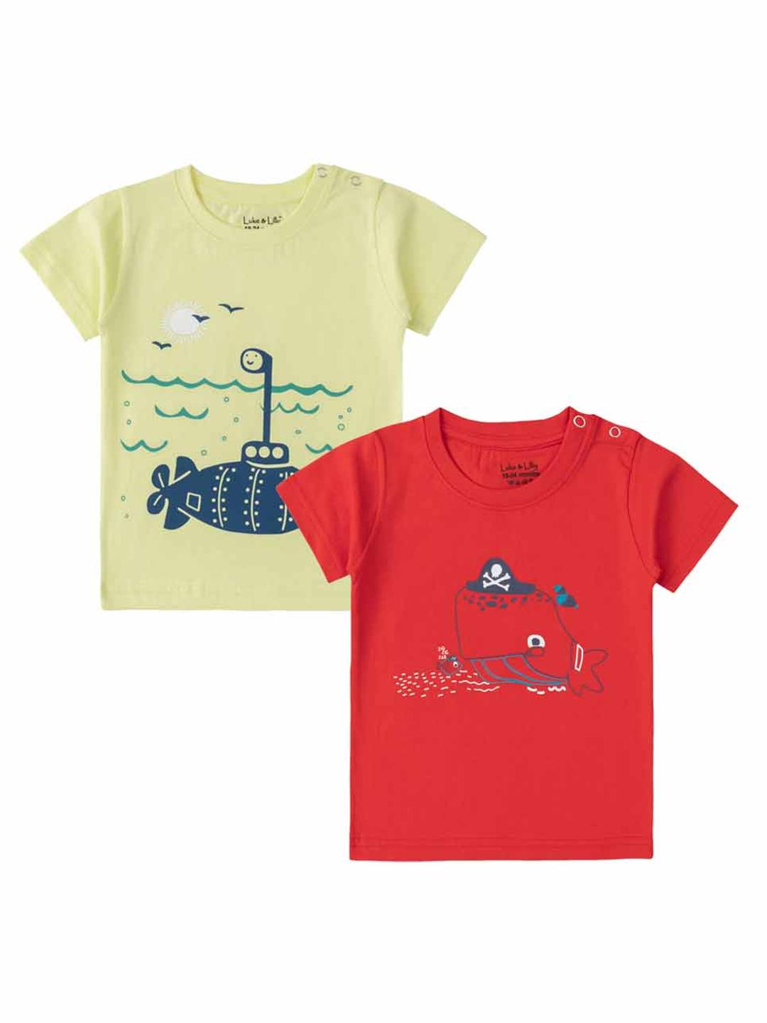 Buy Luke & Lilly Boys 2 Printed Applique T Shirt - Tshirts for Boys ...