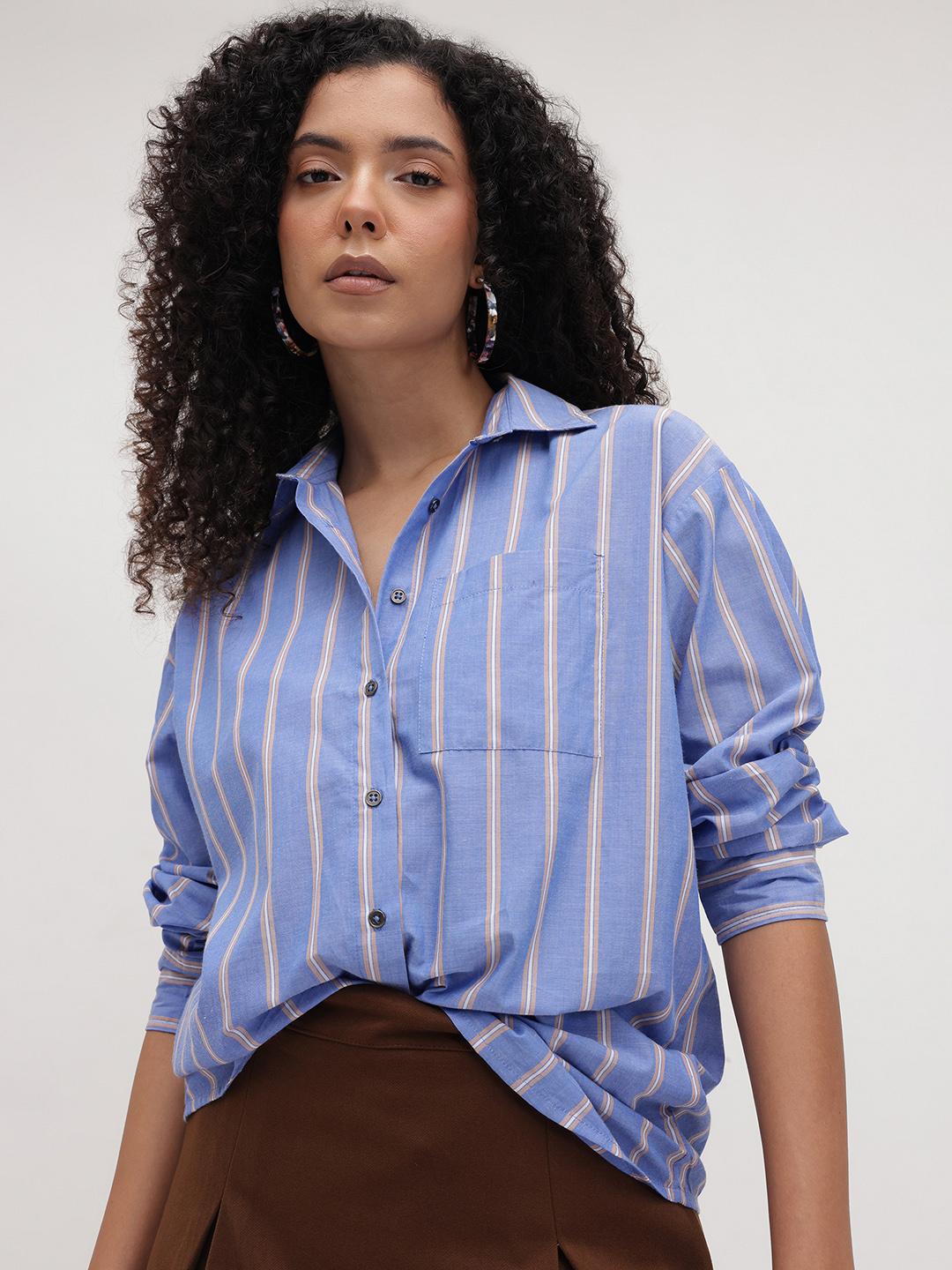 Buy The Roadster Life Co. Striped Chest Pocket Detail Shirt - Shirts ...