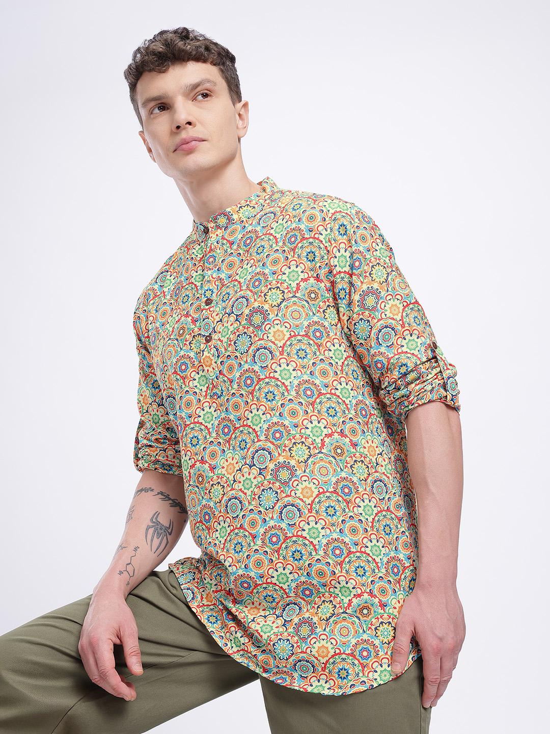 Buy Anouk Rustic Men Ethnic Motifs Printed Kurta - Kurtas for Men ...