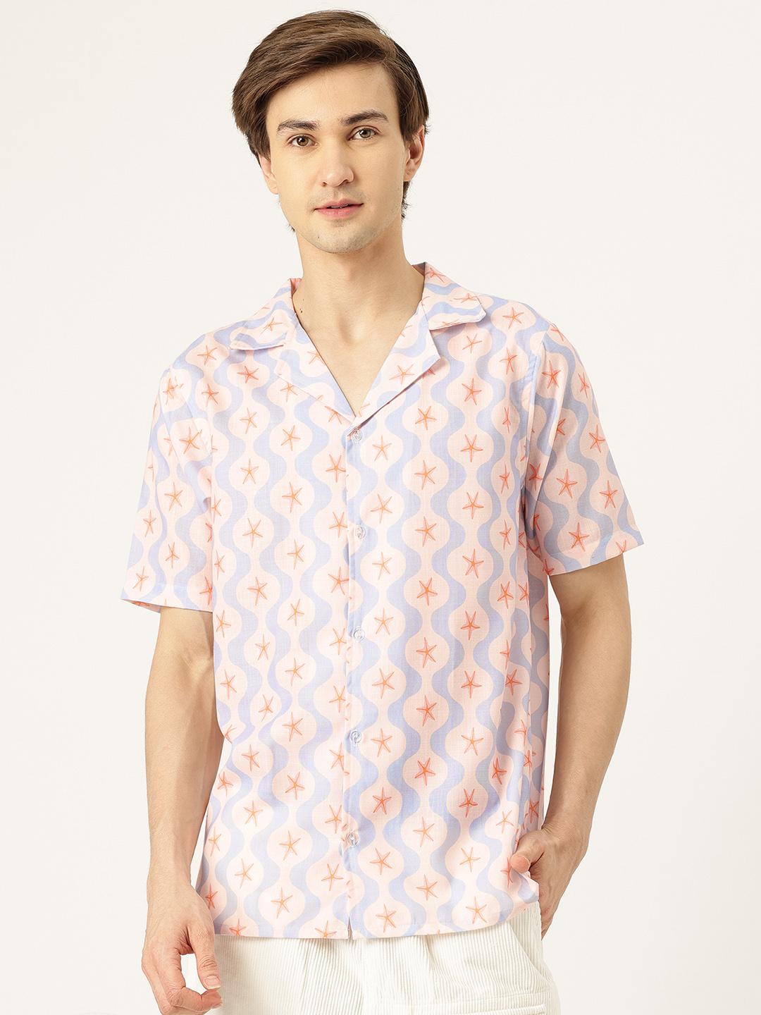 Buy Rapra The Label Men Relaxed Printed Cuban Collar Casual Shirt ...