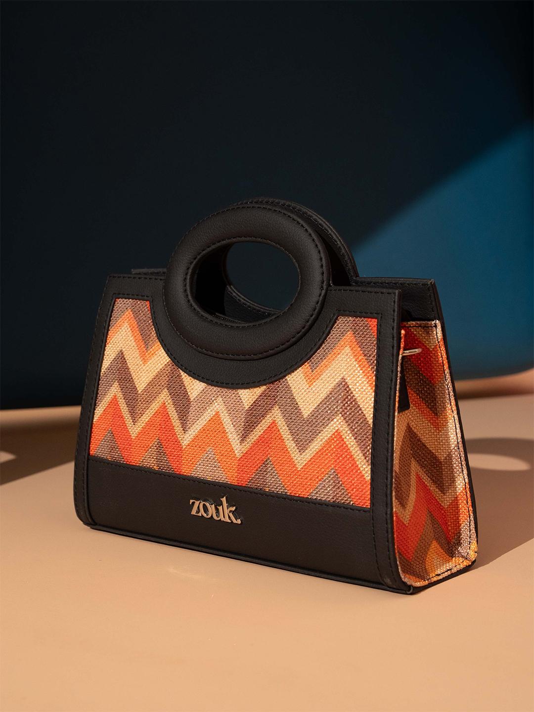 Buy ZOUK Zoe Tidal Wave Geometric Textured Structured Jute Sling Bag - Handbags for Women ...