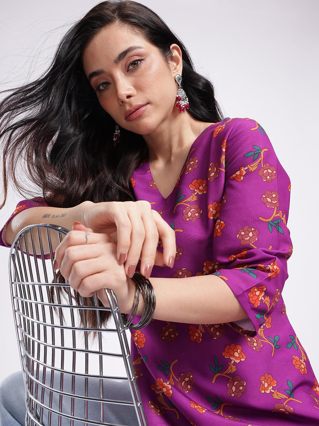 Buy Anouk Rustic Floral Printed Straight Kurta - Kurtas for Women ...