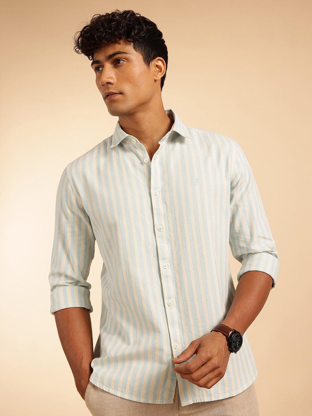 Buy French Connection Men Premium Slim Fit Striped Pure Cotton Casual ...