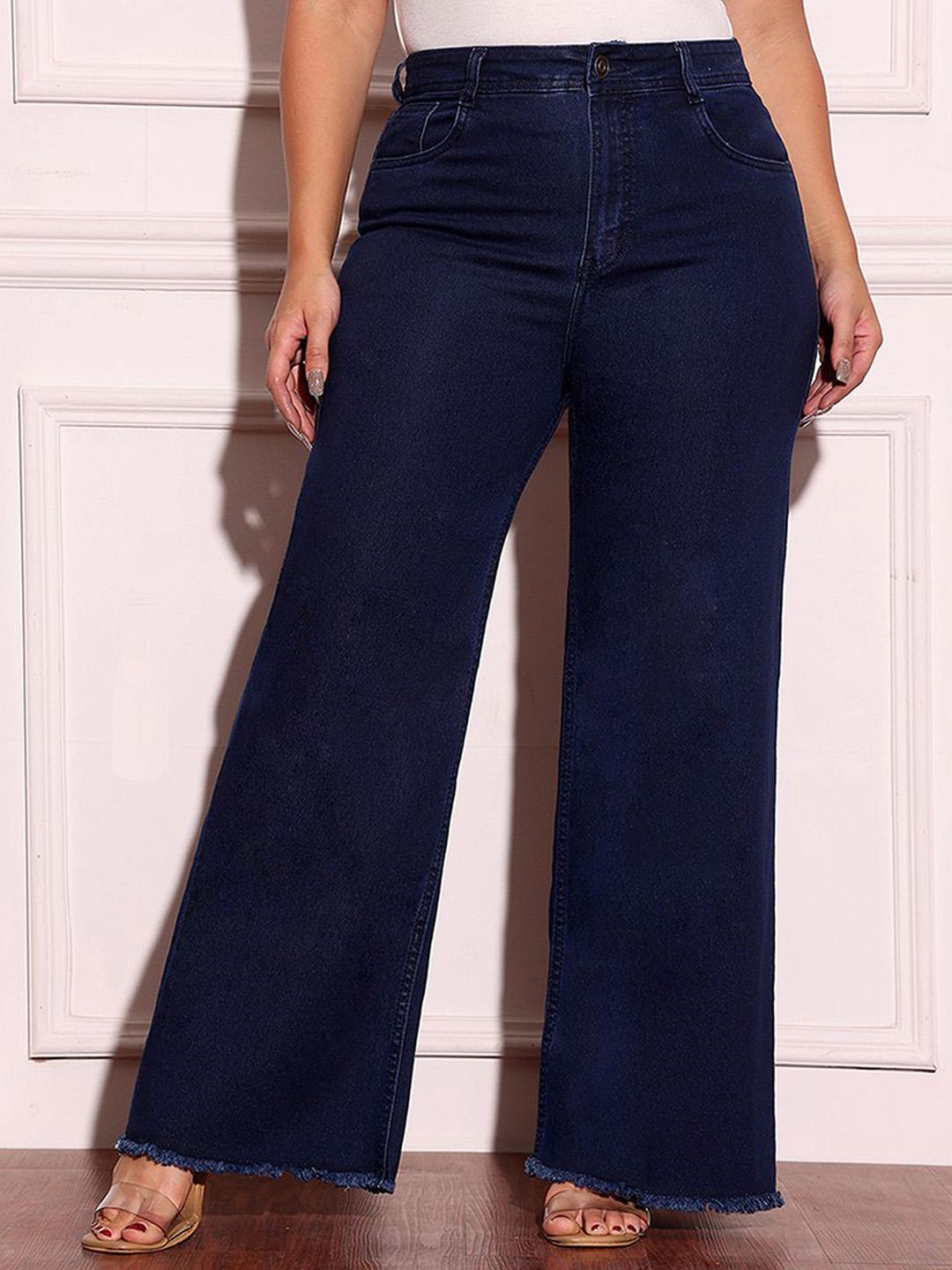 Buy Miss Chase A+ Plus Size Women Wide Leg High Rise Stretchable Jeans ...