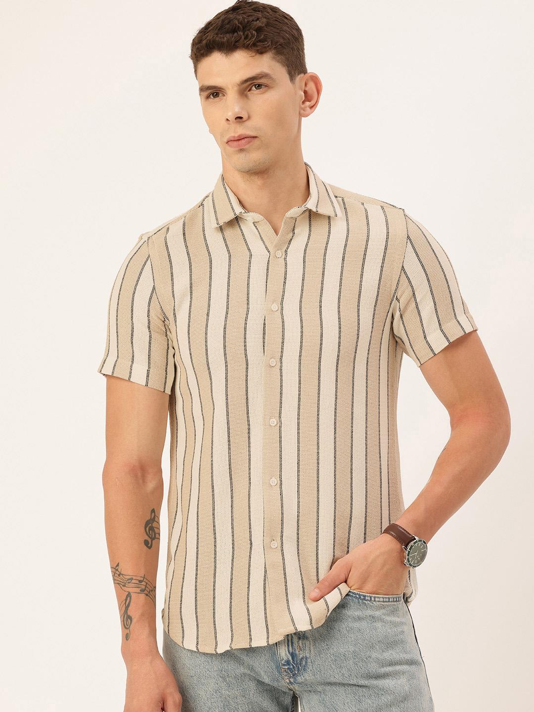 Buy Integriti Slim Fit Self Striped Pure Cotton Casual Shirt - Shirts ...