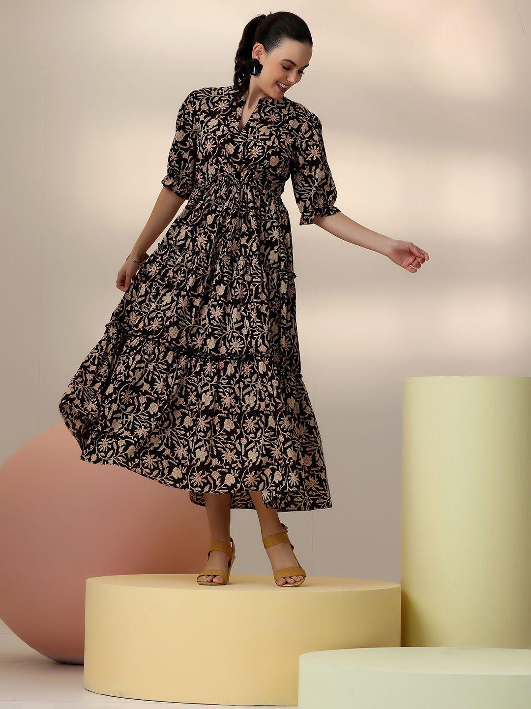 Buy Libas Women Floral Printed Cotton Empire Midi Dress - Dresses for ...