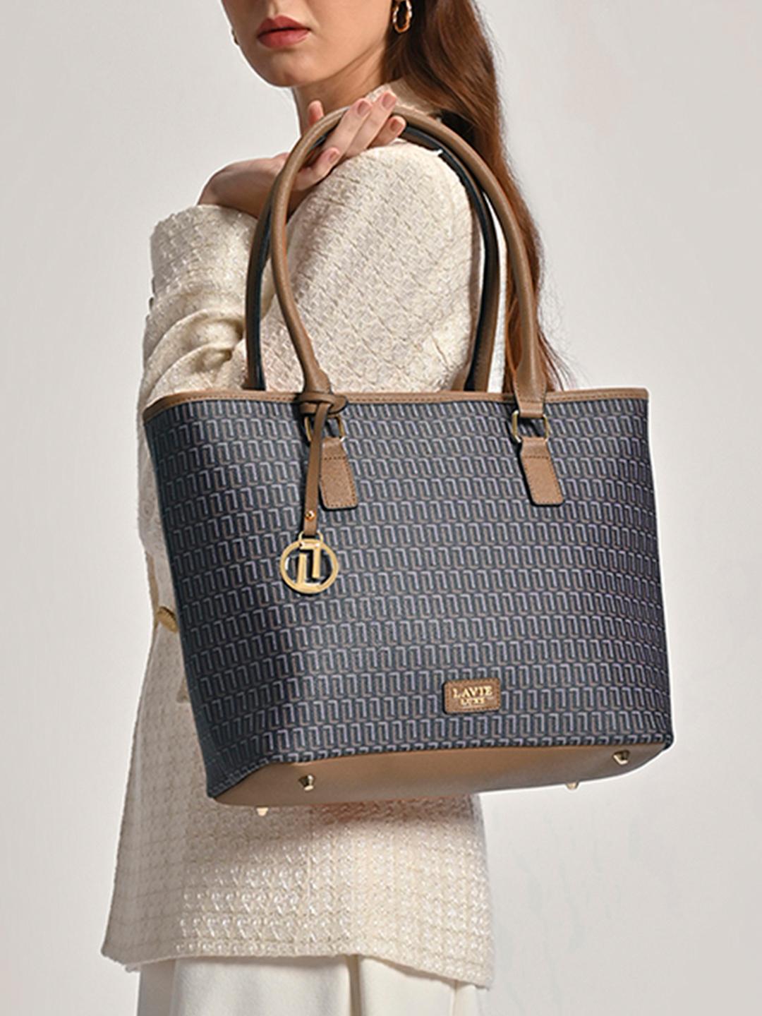 Buy LAVIE LUXE Printed Oversized Monogram Printed Structured Handheld ...