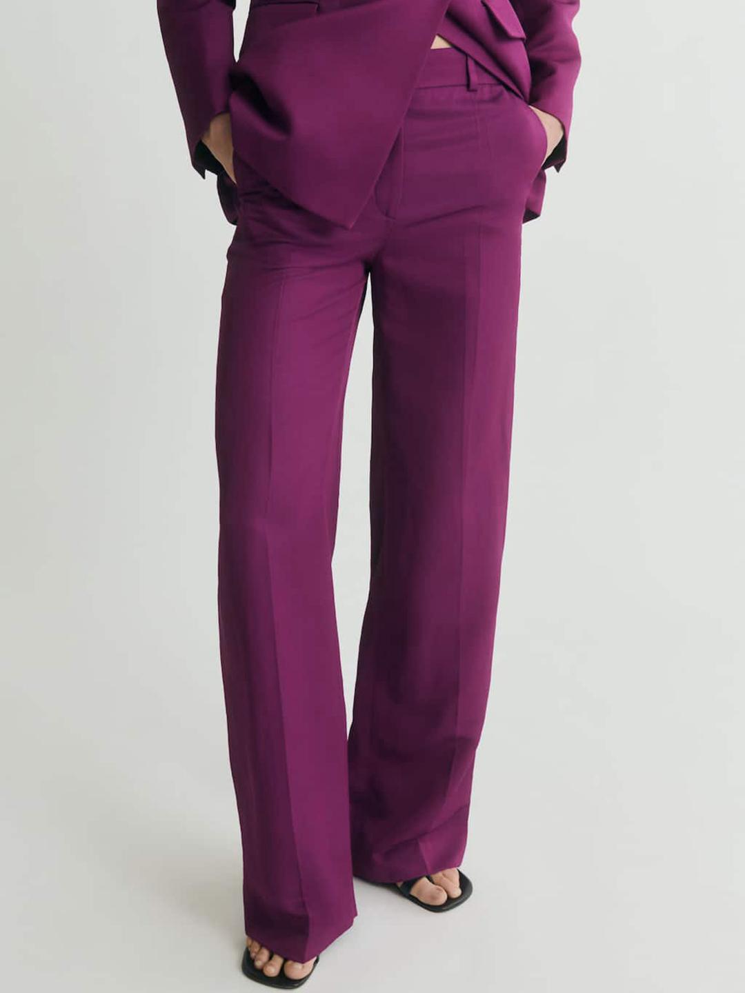 Buy MANGO Women Straight Fit Formal Trousers - Trousers for Women ...