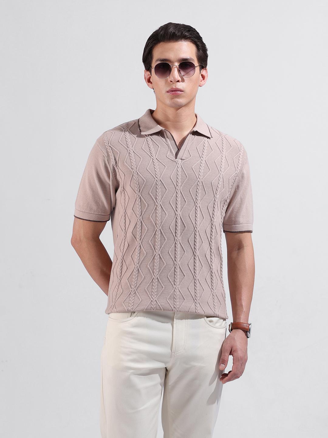 Buy The Indian Garage Co Men Flat Knit Slim Fit Textured Polo T Shirt ...