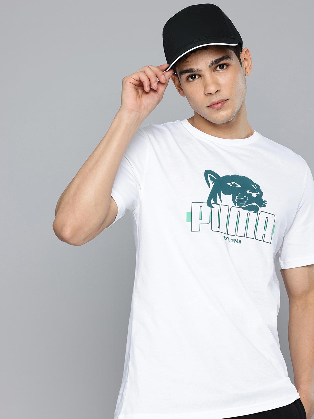 Buy Puma Brand Logo Printed Pure Cotton T Shirt - Tshirts for Men ...