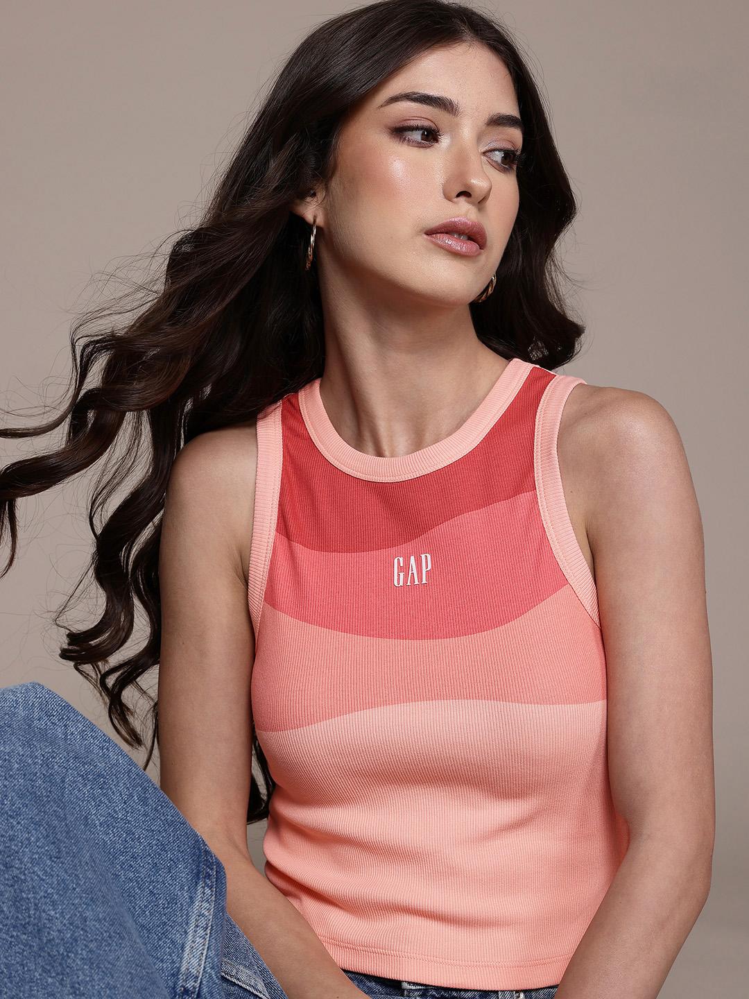 Buy GAP Striped Logo Detail Ribbed Tank Crop Top - Tops for Women ...