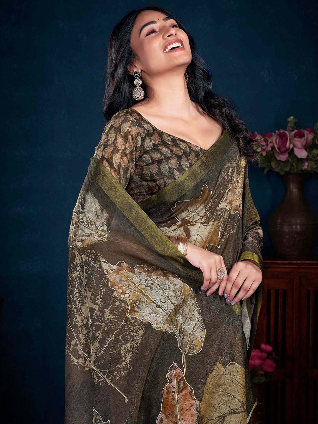Buy Satrani Ethnic Motifs Printed Zari Saree - Sarees for Women ...