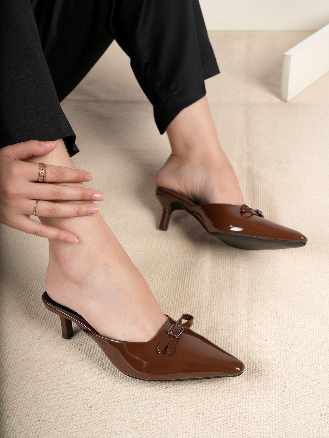 Buy DROP BOLD Women Kitten Mules With Buckles - Heels for Women ...