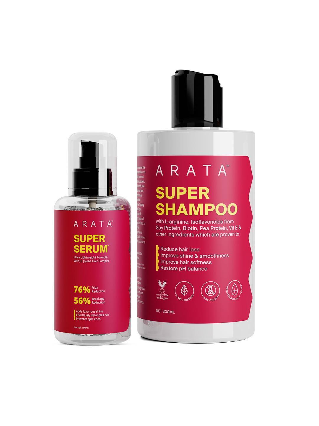Buy ARATA Set Of 2 Super Shampoo 300ml & Serum 100ml - Hair Care Combo ...