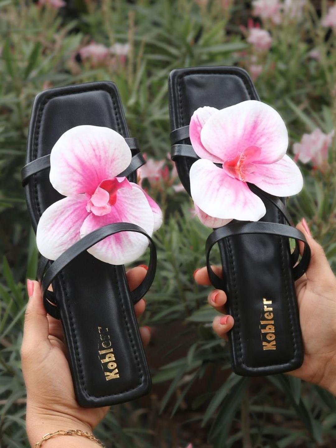Buy Koblerr Women Orchid Flower Square Toe Flats - Flats for Women ...