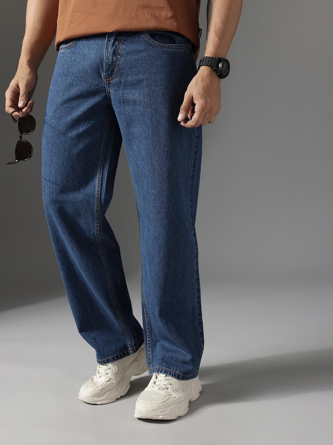 Buy FCUK Men Smart Mid Rise Baggy Pure Cotton Jeans - Jeans for Men ...