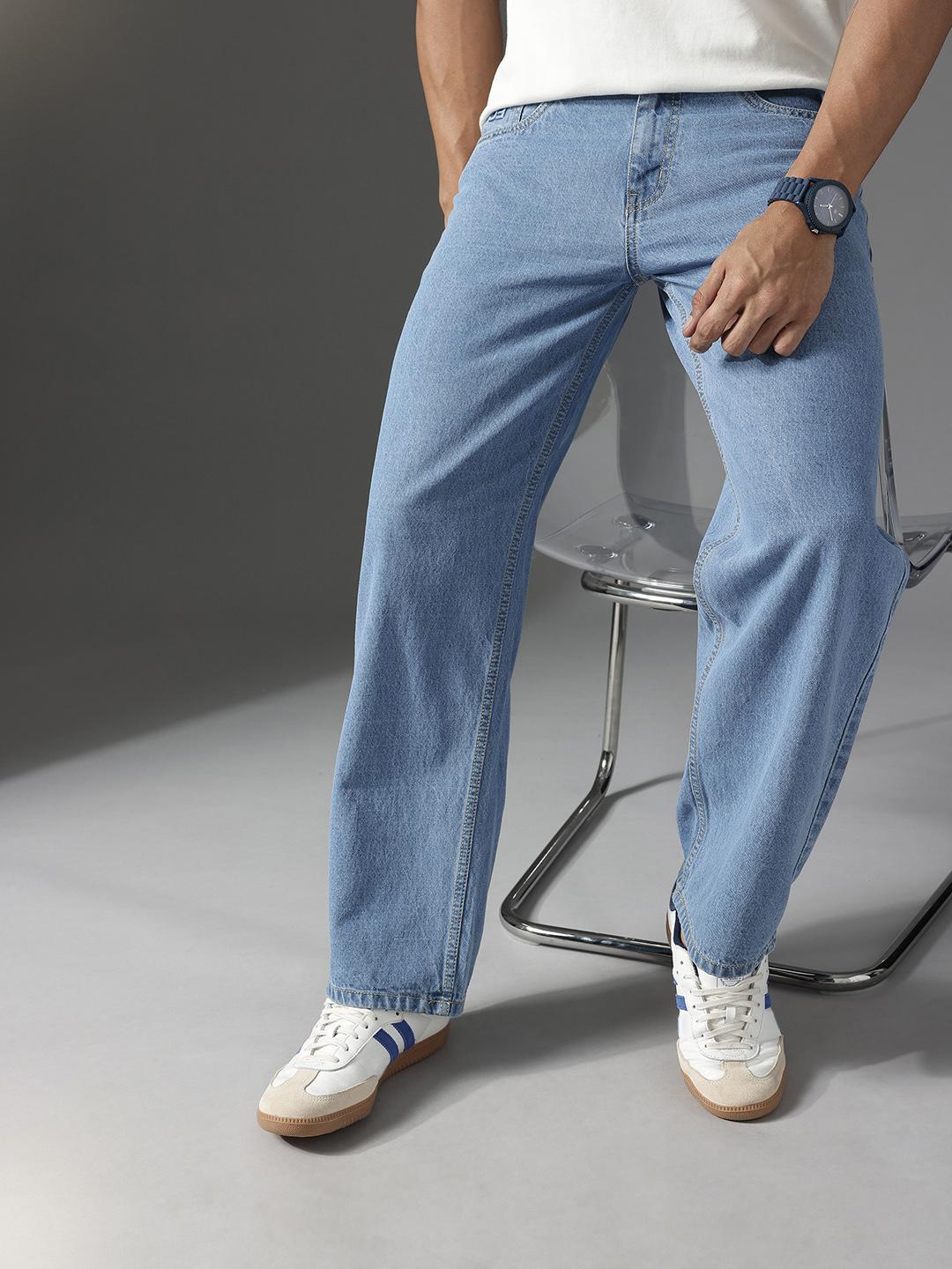 Buy FCUK Men Smart Mid Rise Pure Cotton Baggy Jeans - Jeans for Men ...
