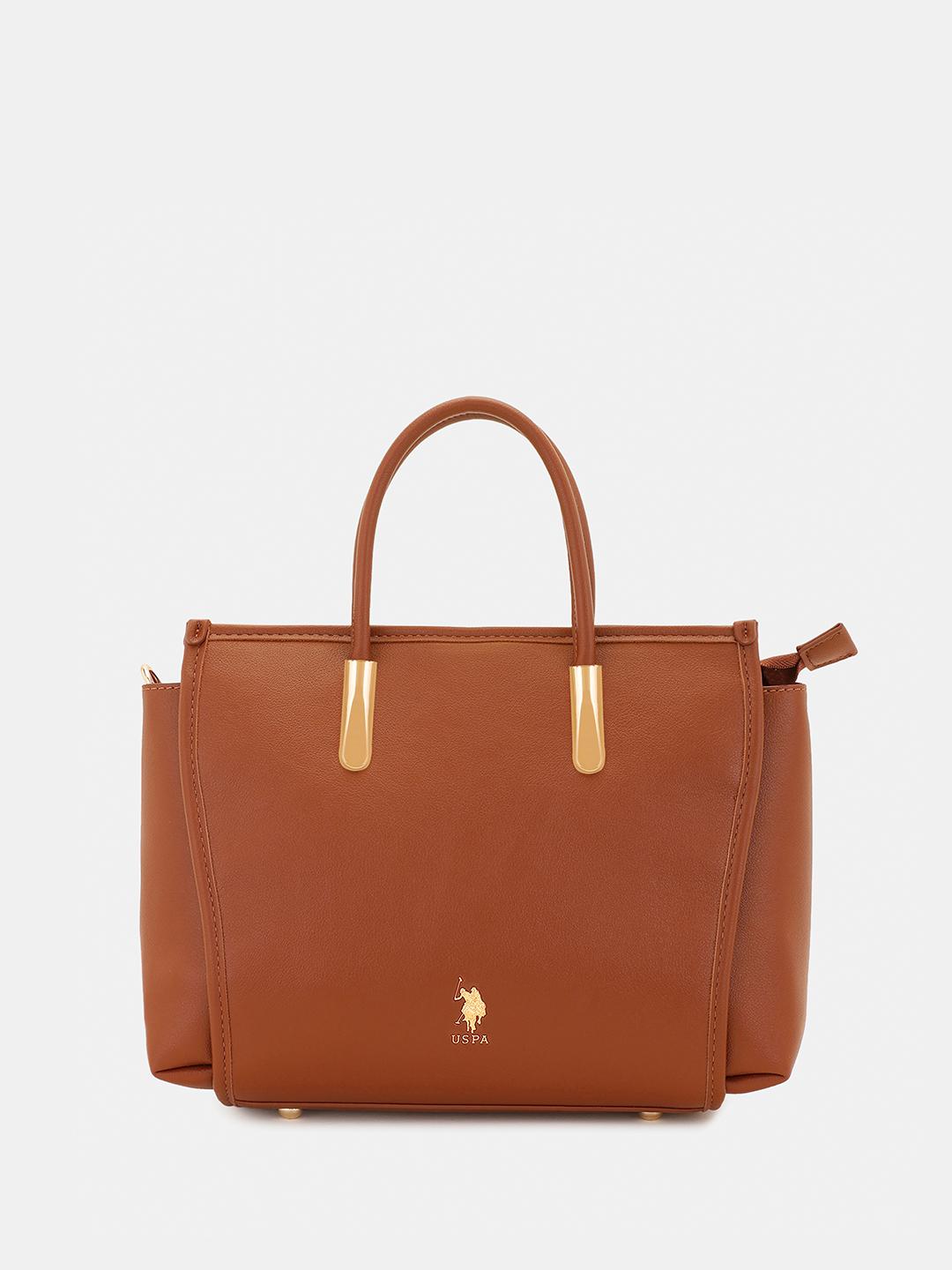 Buy U.S. Polo Assn. Women Alix Tan Satchel Handbag With Detachable ...