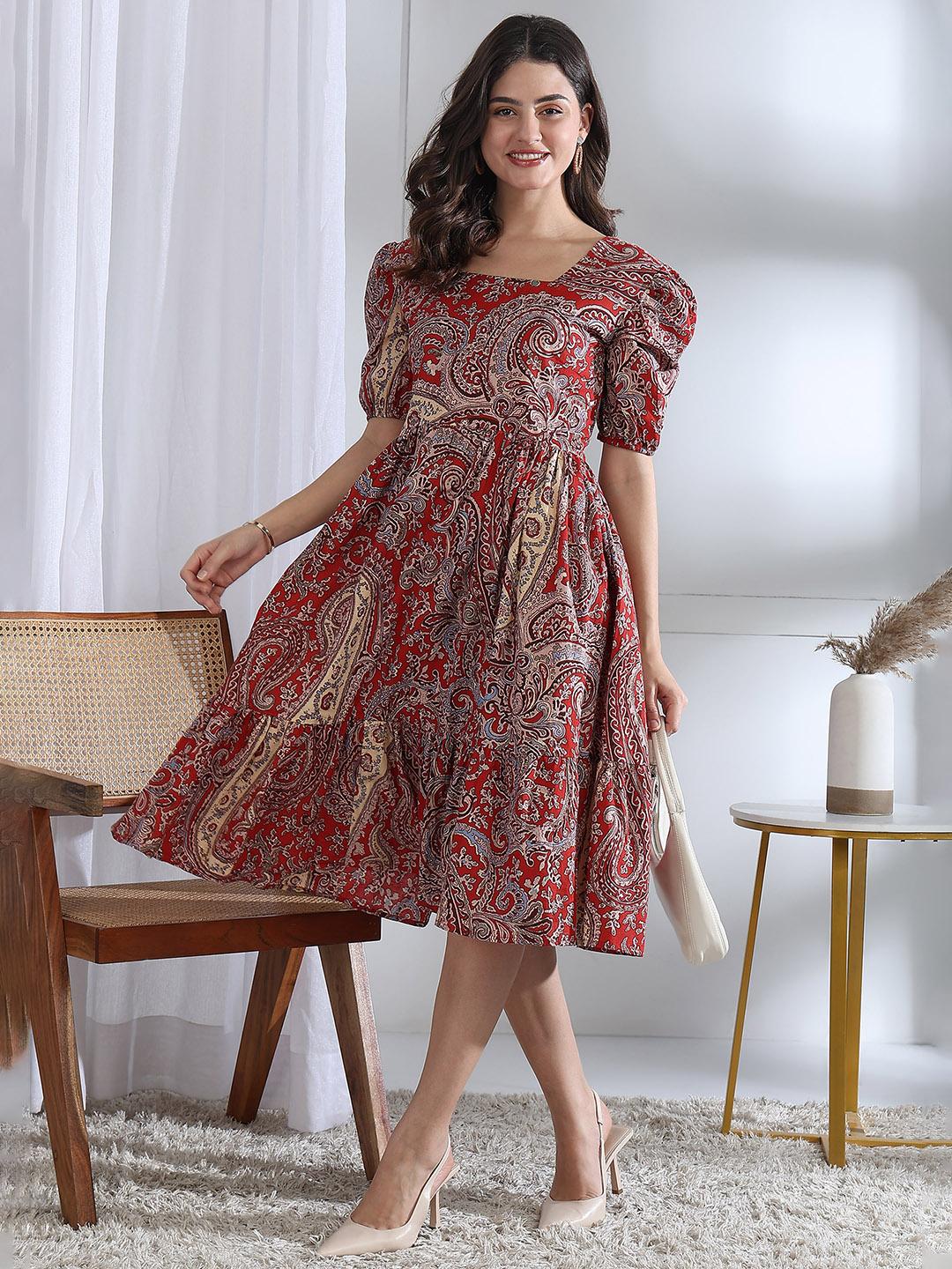 Buy Moda Rapido Floral Print Fit & Flare Dress - Dresses for Women ...