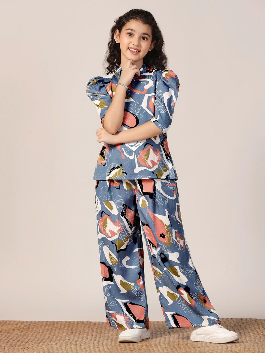 Buy YK Girls Printed Top With Trousers Set - Clothing Set for Girls ...
