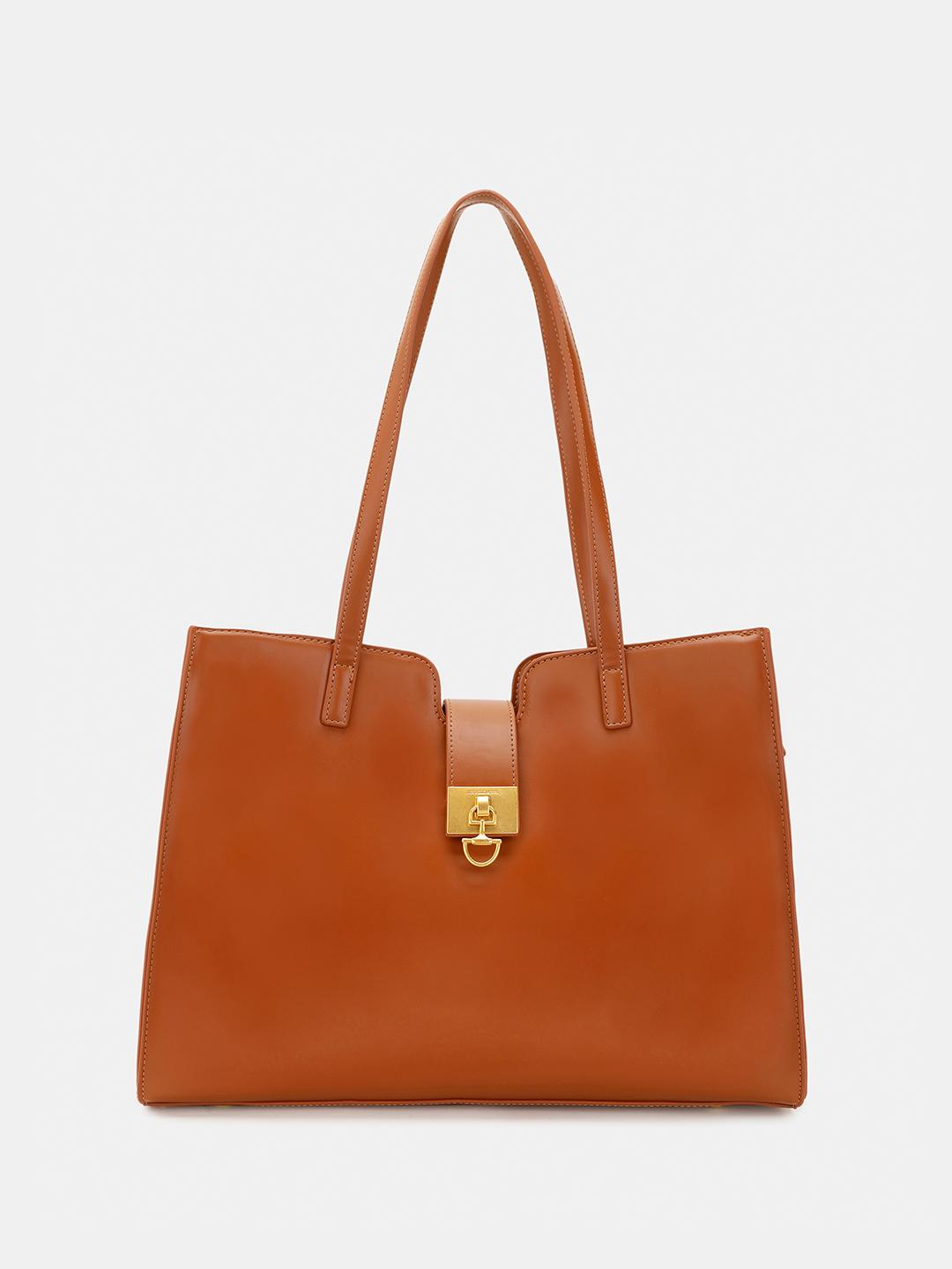 Buy U.S. Polo Assn. Women Addison Tan Tote Handbag With Spacious ...