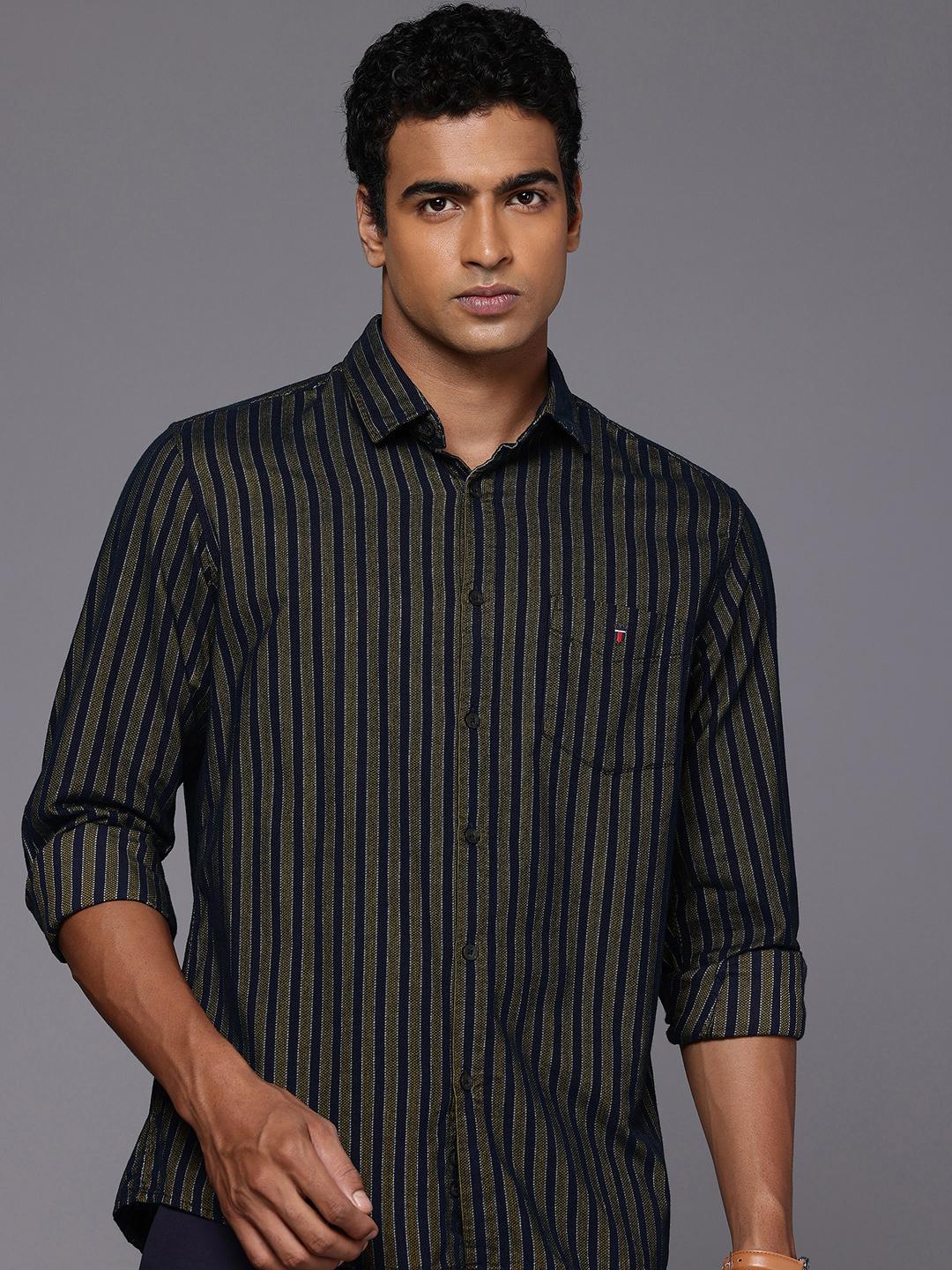 Buy Louis Philippe Sport Slim Fit Vertical Stripes Corduroy Pure Cotton ...