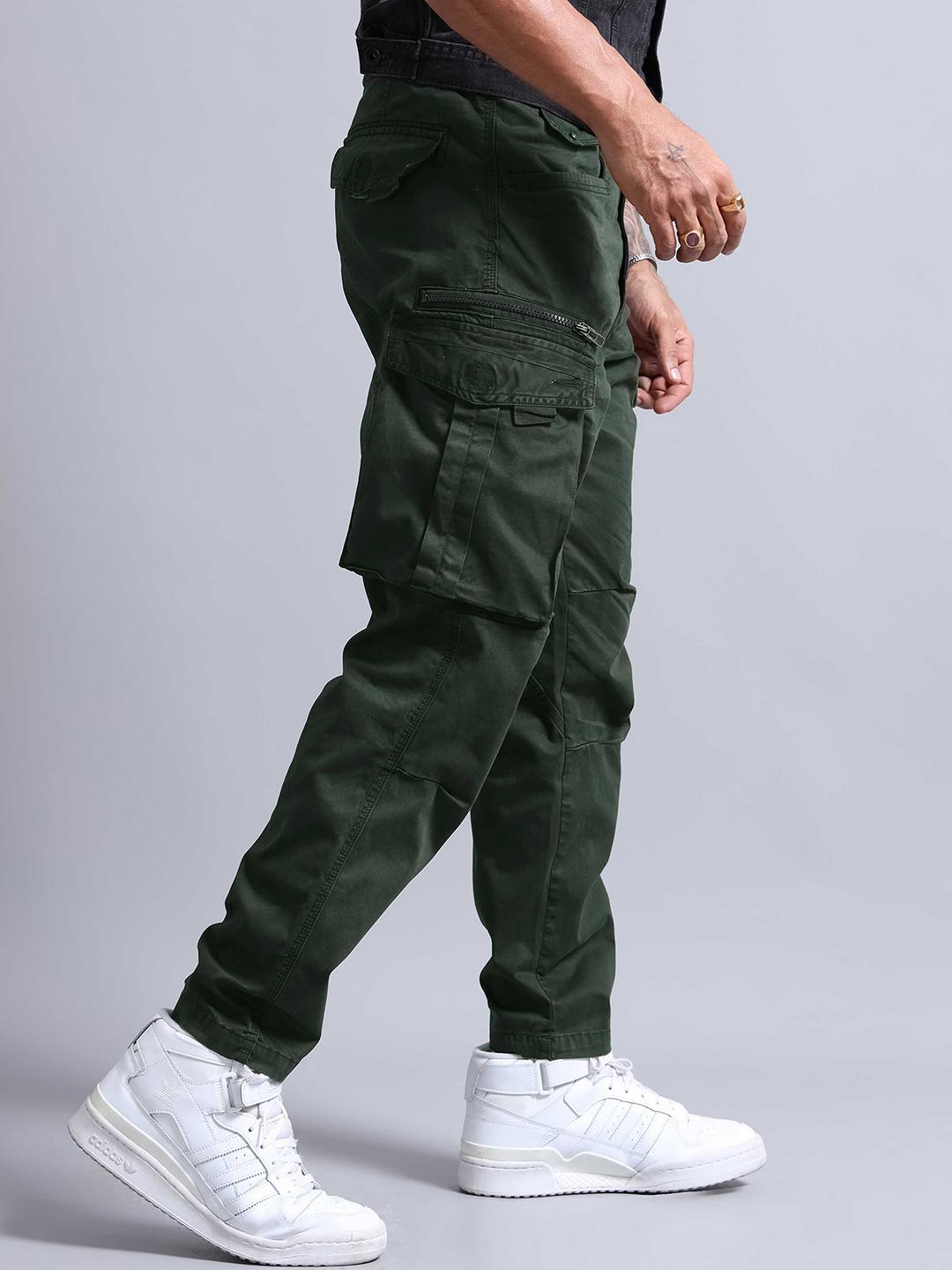 Buy Italian Colony Men Tailored Tapered Fit Cargos Trousers - Trousers ...
