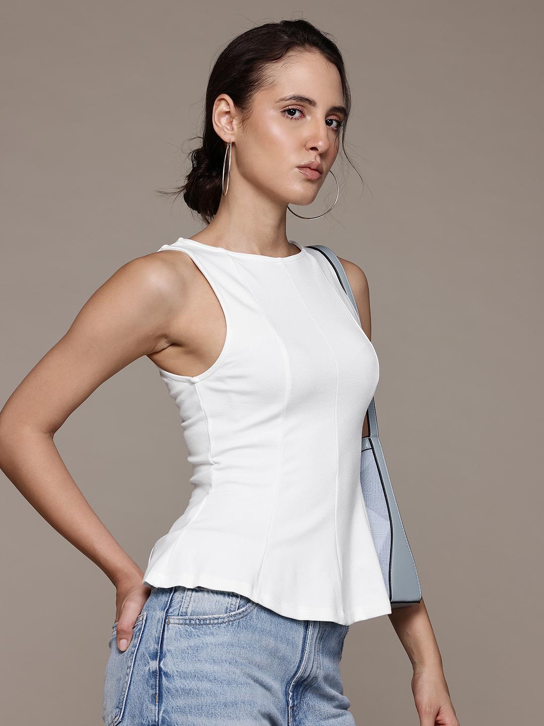 Buy MANGO Panelled Peplum Top - Tops for Women 34886075 | Myntra