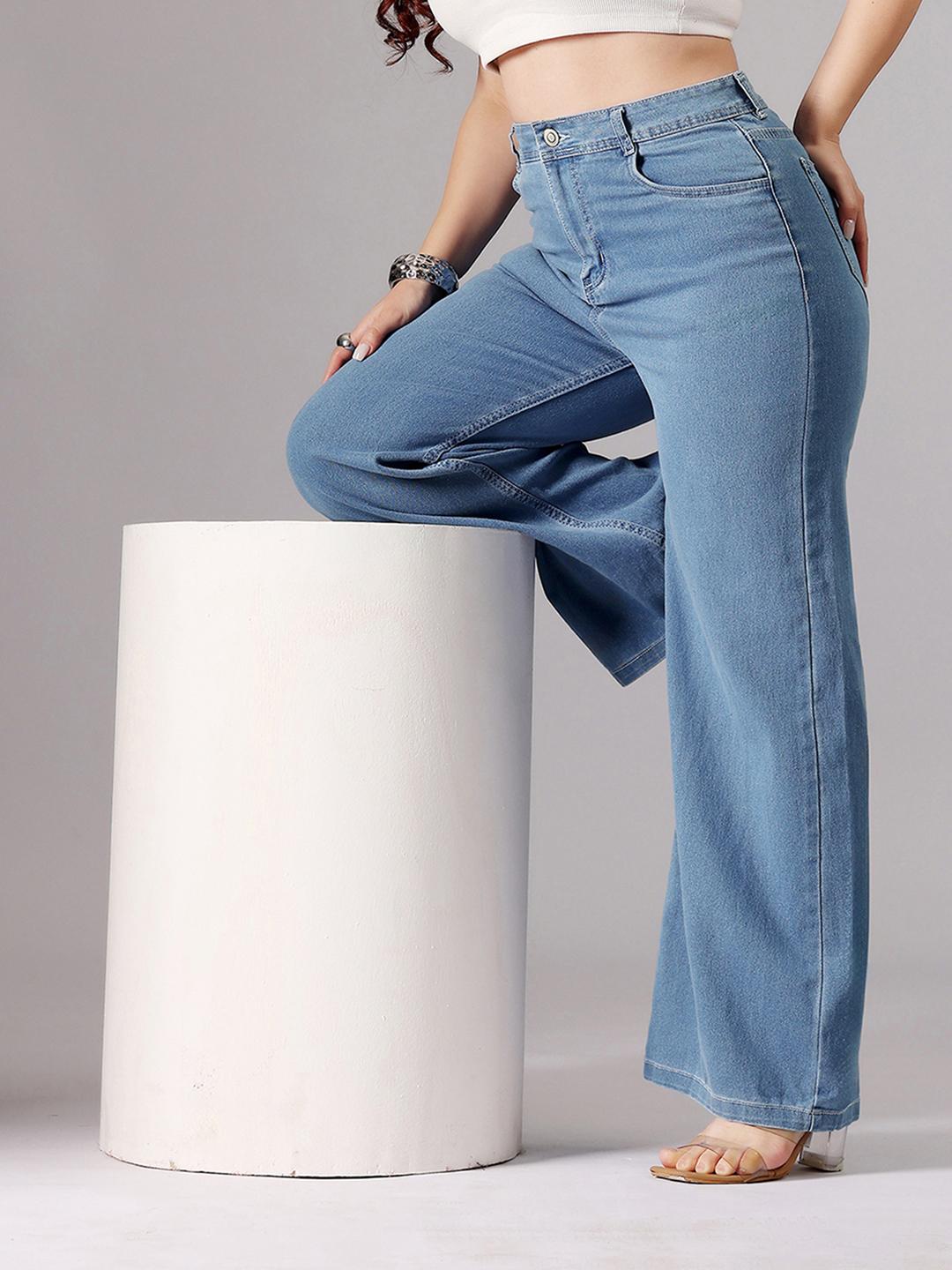 Buy Miss Chase A+ Women's Wide Leg High Rise Clean Look Stretchable ...