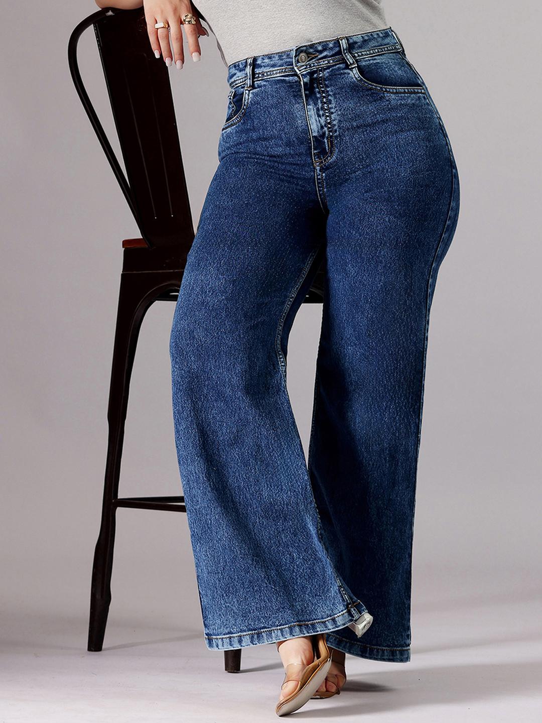 Buy Miss Chase A+ Women's Wide Leg High Rise Regular Length Stretchable ...