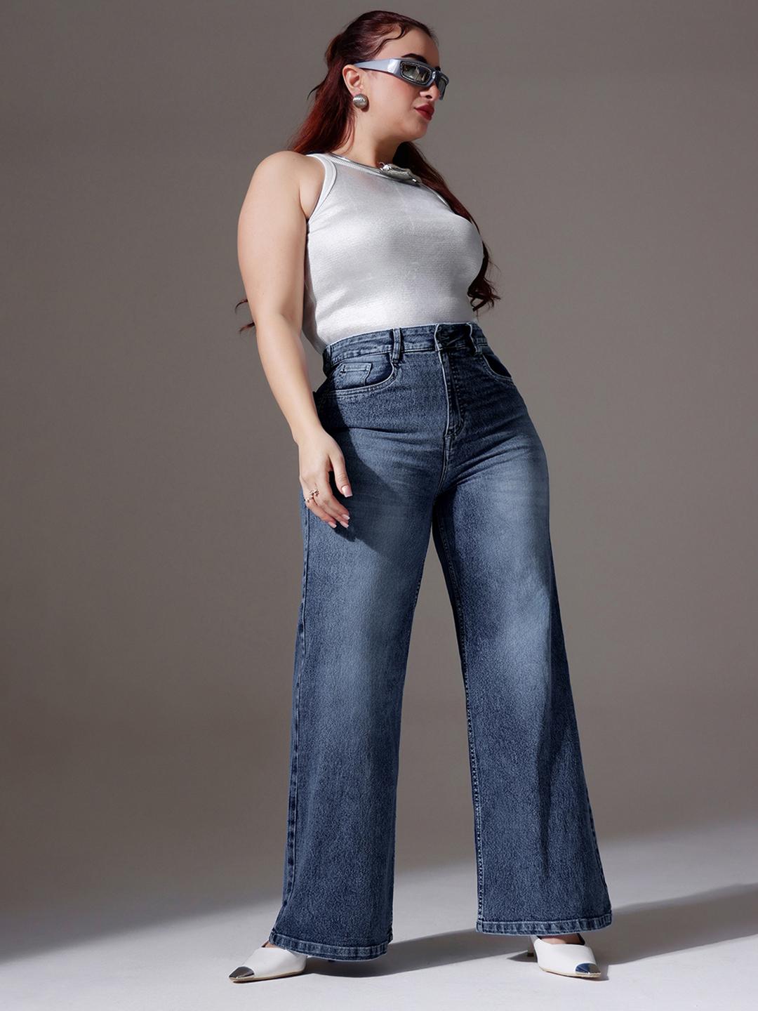 Buy Miss Chase A+ Women's Wide Leg High Rise Clean Look Regular Length ...