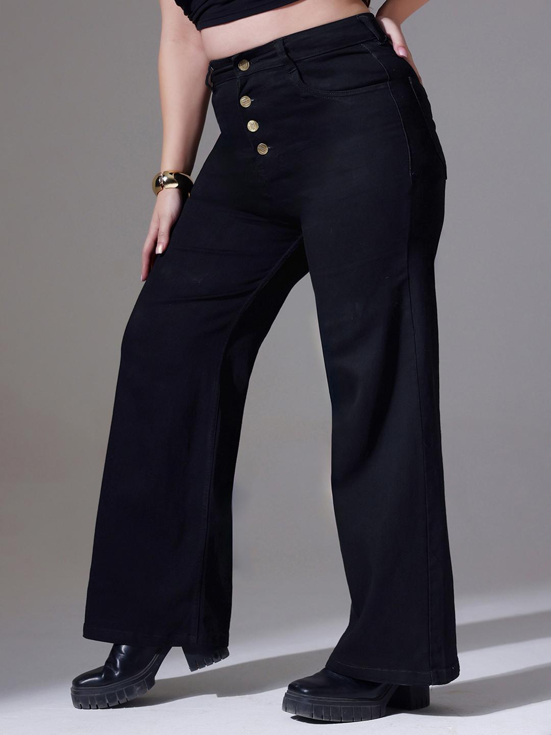 Buy Miss Chase A+ Women Wide Leg High Rise Stretchable Jeans - Jeans ...