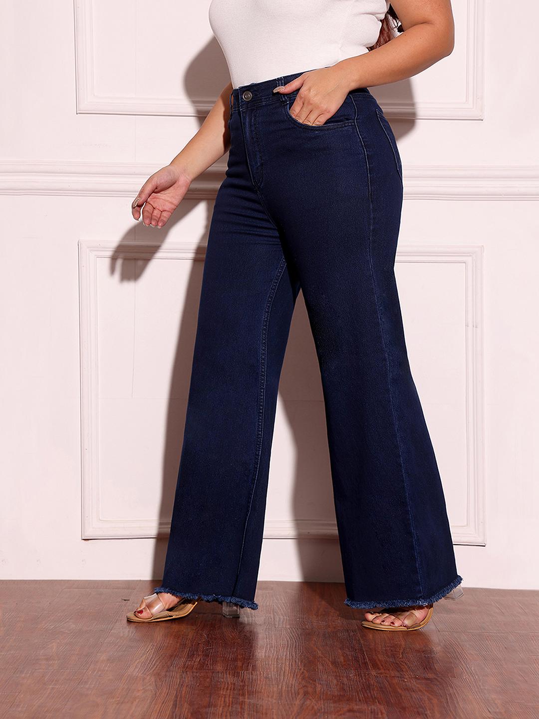 Buy Miss Chase A+ Women's Wide Leg High Rise Clean Look Regular Length ...