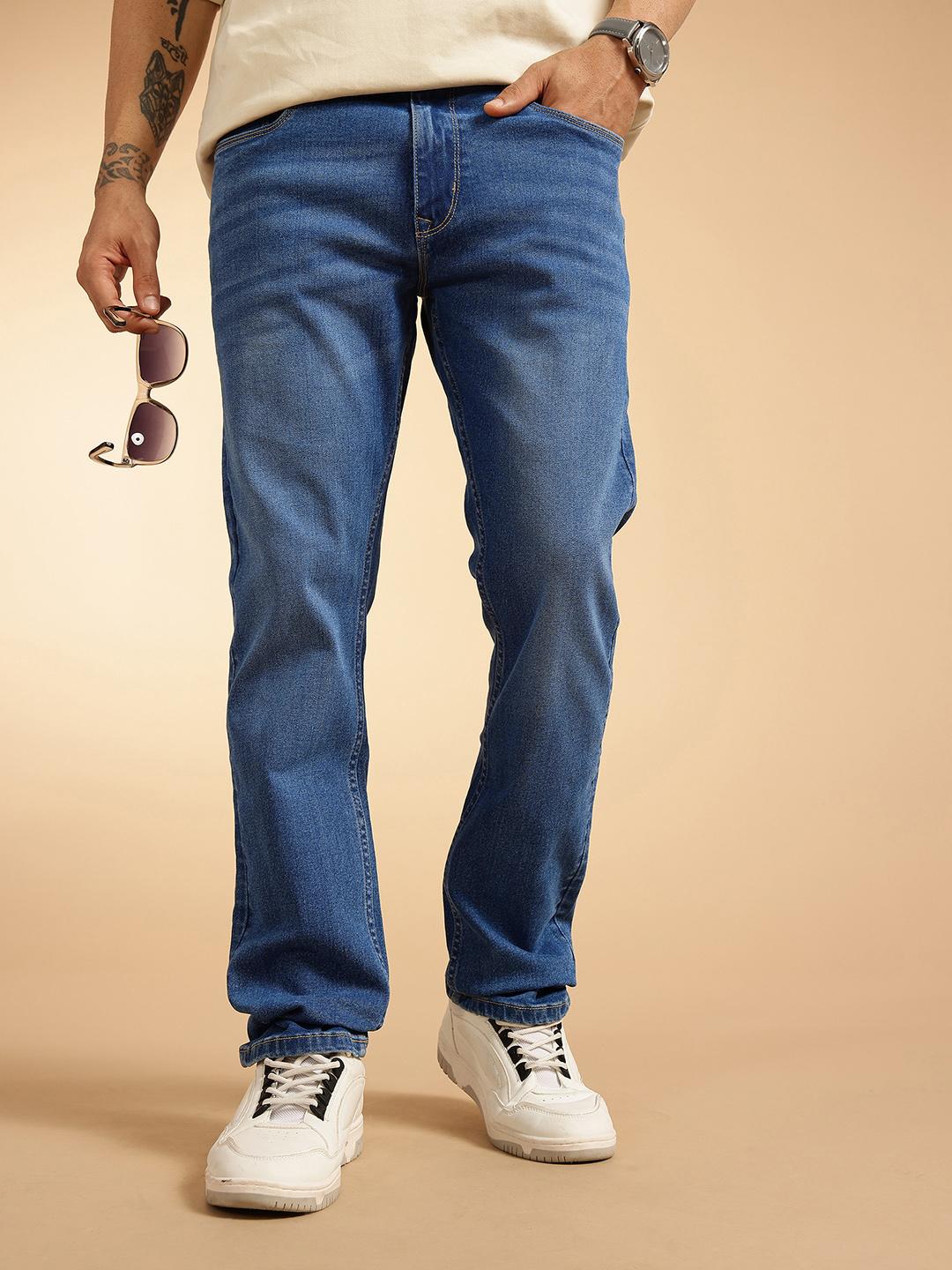Buy French Connection Men Smart Straight Fit Mid Rise Light Fade ...