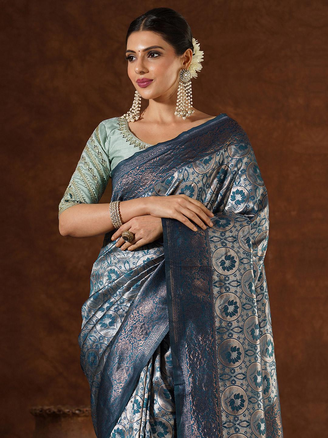Buy Satrani Woven Design Zari Designer Banarasi Saree - Sarees for ...