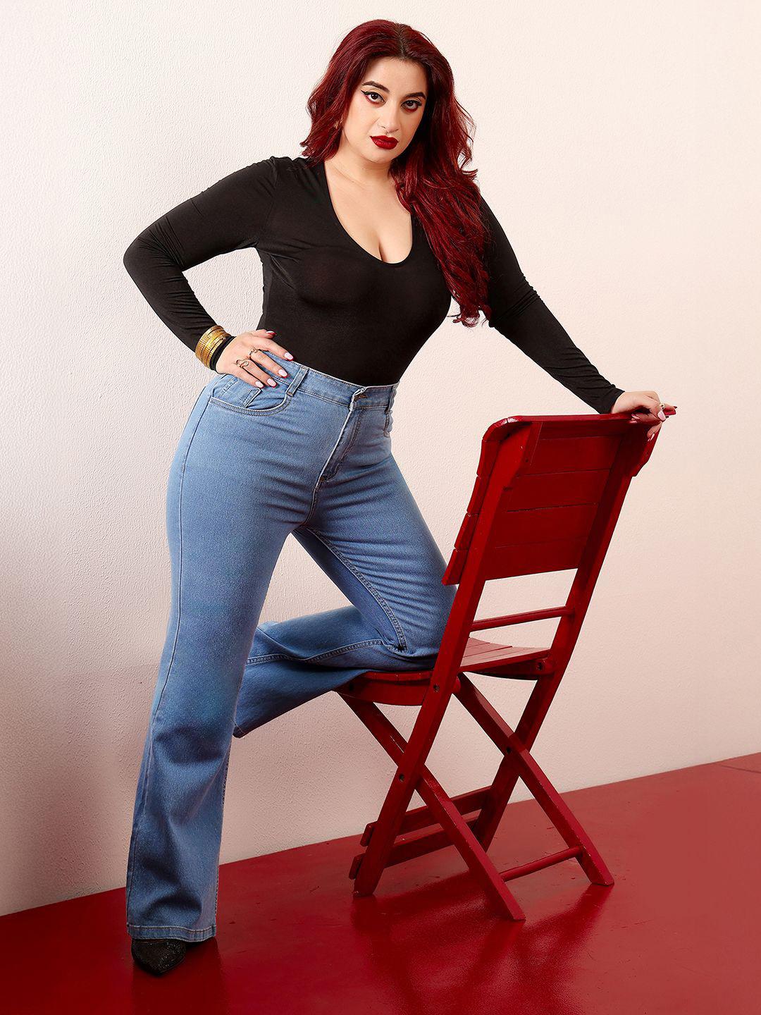Buy Miss Chase A+ Plus Size Women's Bootcut High Rise Clean Look ...