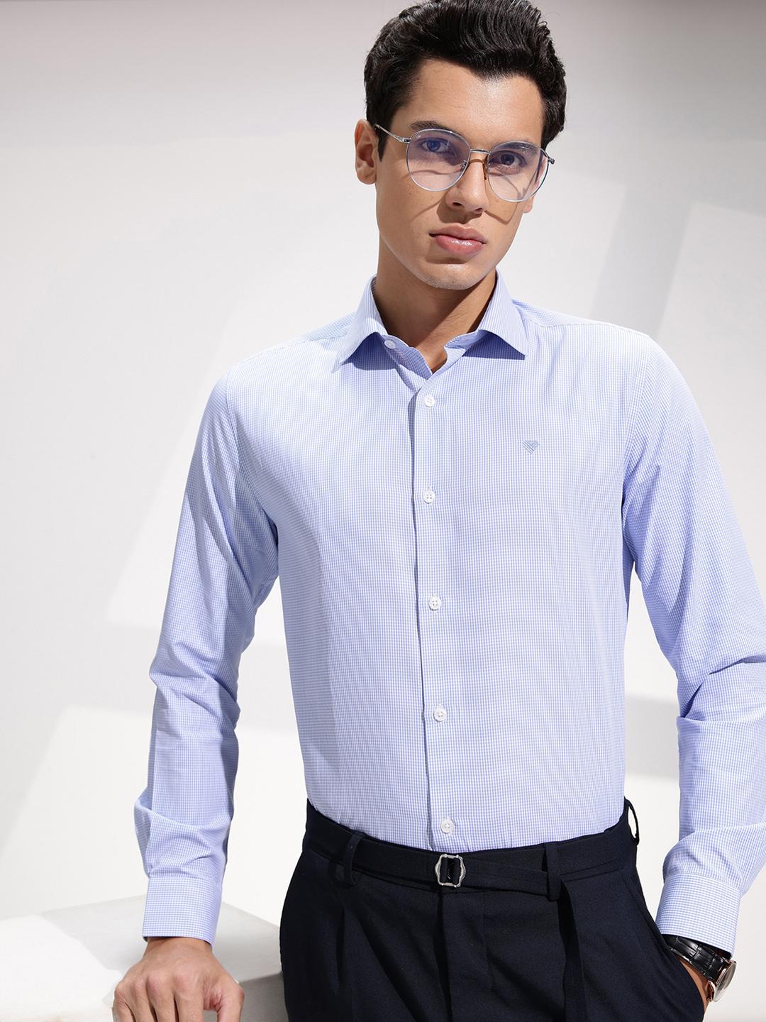 Buy INVICTUS Men Premium Slim Fit Micro Checked Formal Shirt - Shirts ...