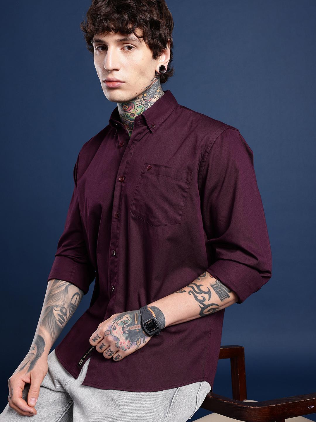 Buy BS BLUE SQUAD Men Slim Fit Twill Cotton Shirt - Shirts for Men ...