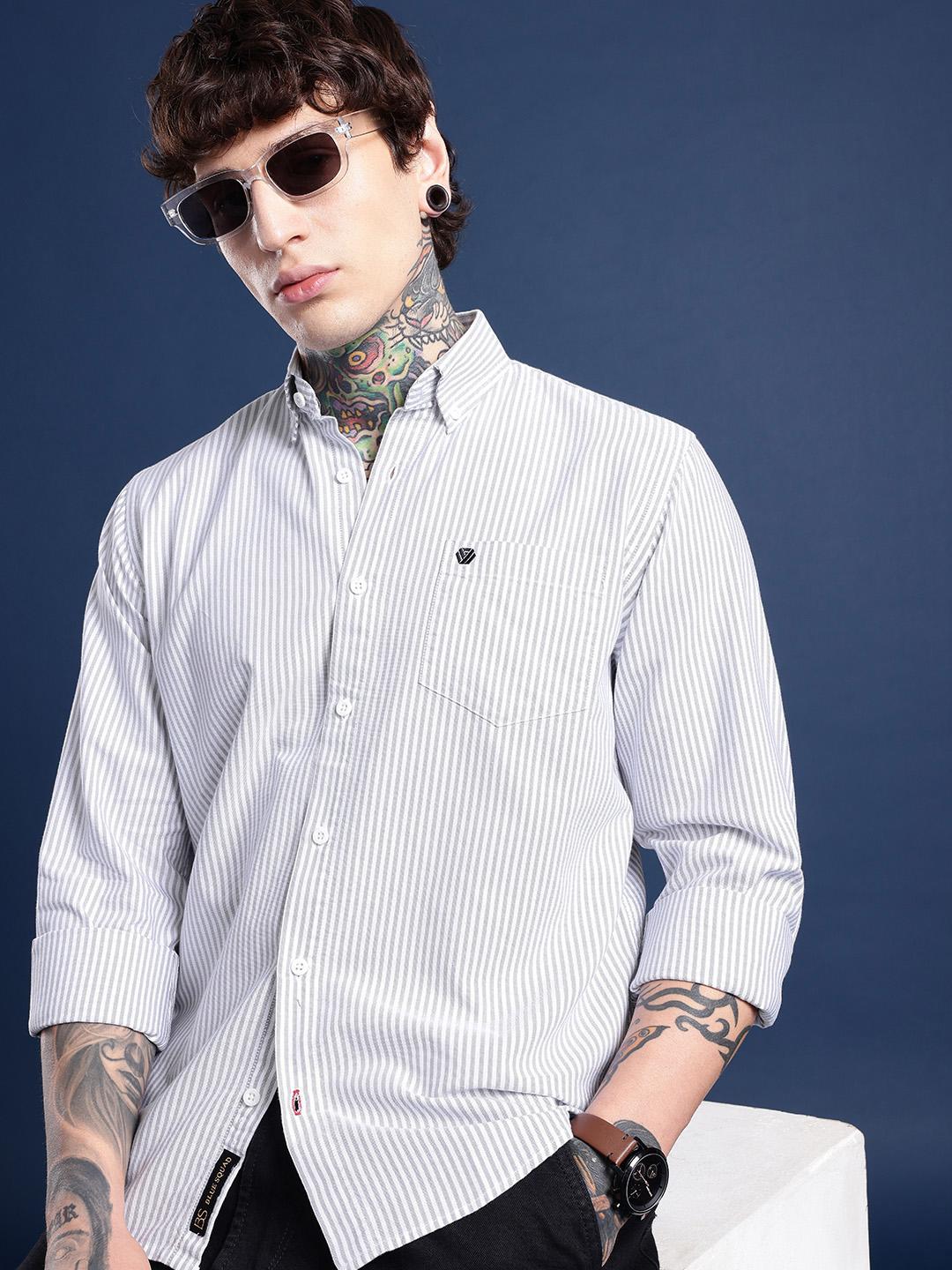 Buy BS BLUE SQUAD Men Slim Fit Striped Casual Shirt - Shirts for Men ...