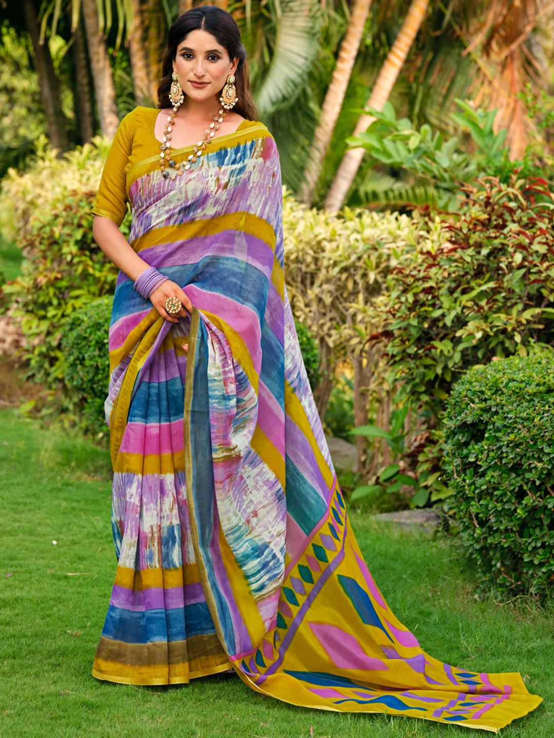 Buy Anouk Rustic Abstract Printed Zari Chanderi Saree - Sarees for ...