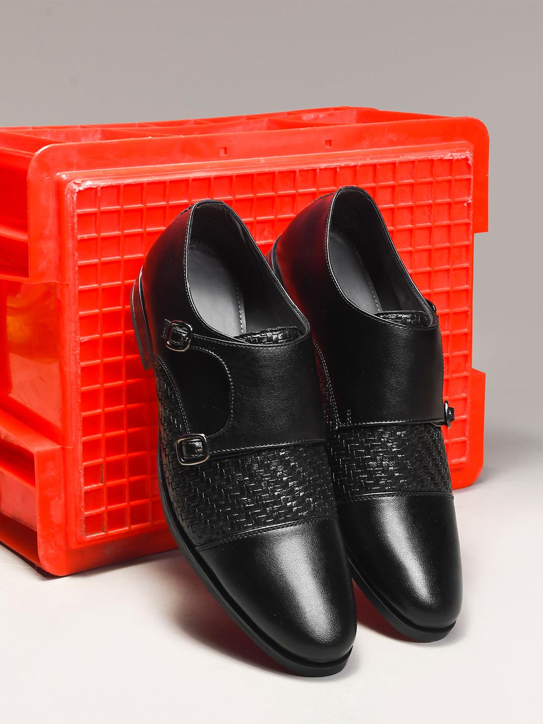 Buy WAVE WALKER Men Textured Formal Monk Shoes - Formal Shoes for Men ...