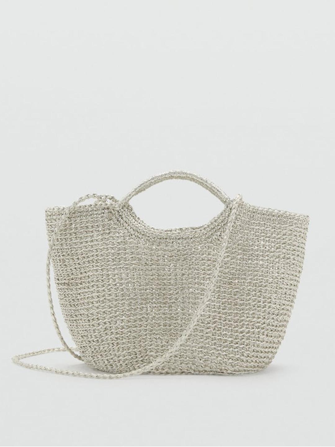 Buy MANGO Basket Weave Textured Structured Handheld Bag - Handbags for ...