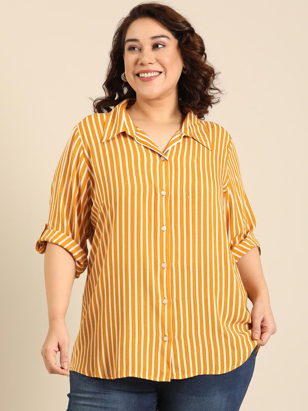 Buy The Pink Moon Summer Edit Plus Size Vertical Striped Relaxed Roll ...