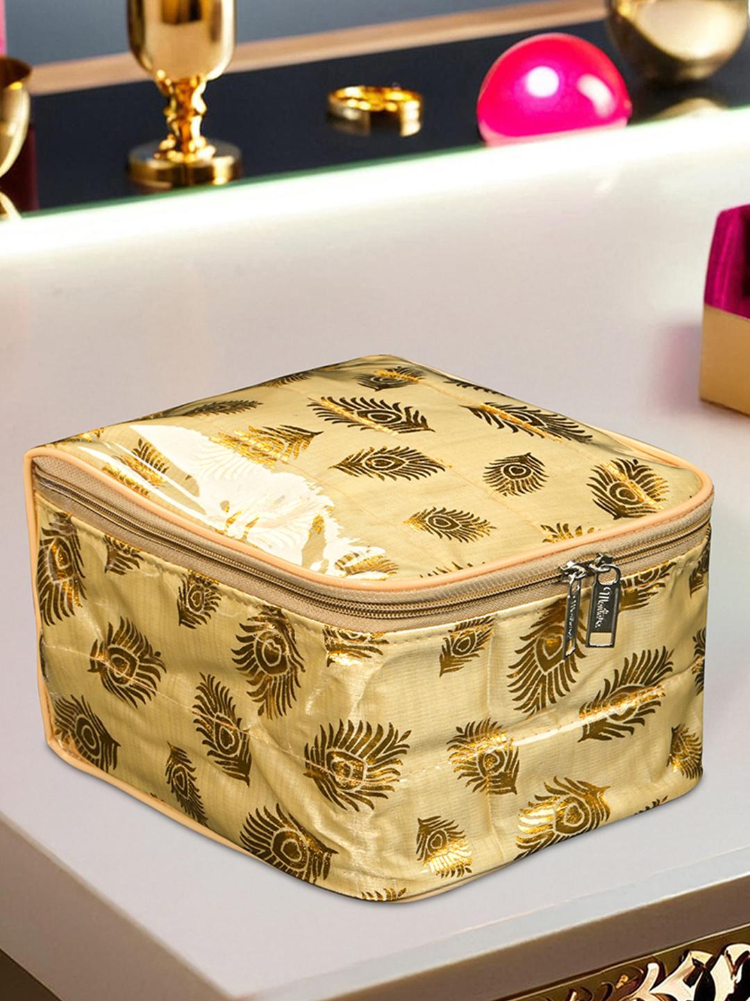 Buy Kuber Industries Gold Toned Printed 10 Transparent Pouches ...