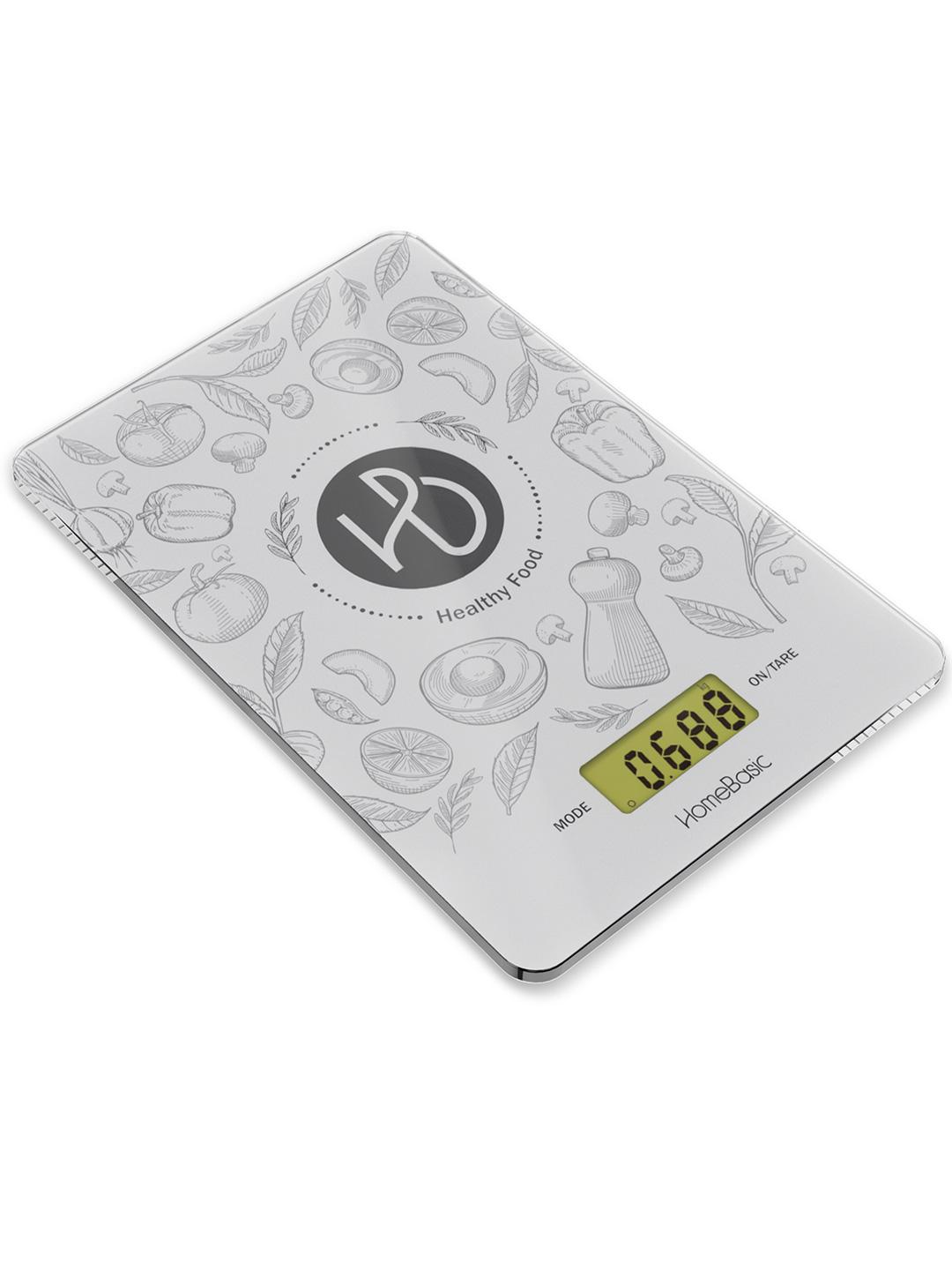 Buy HOMEBASIC Grey & White Glass Digital Kitchen Weighing Scale ...