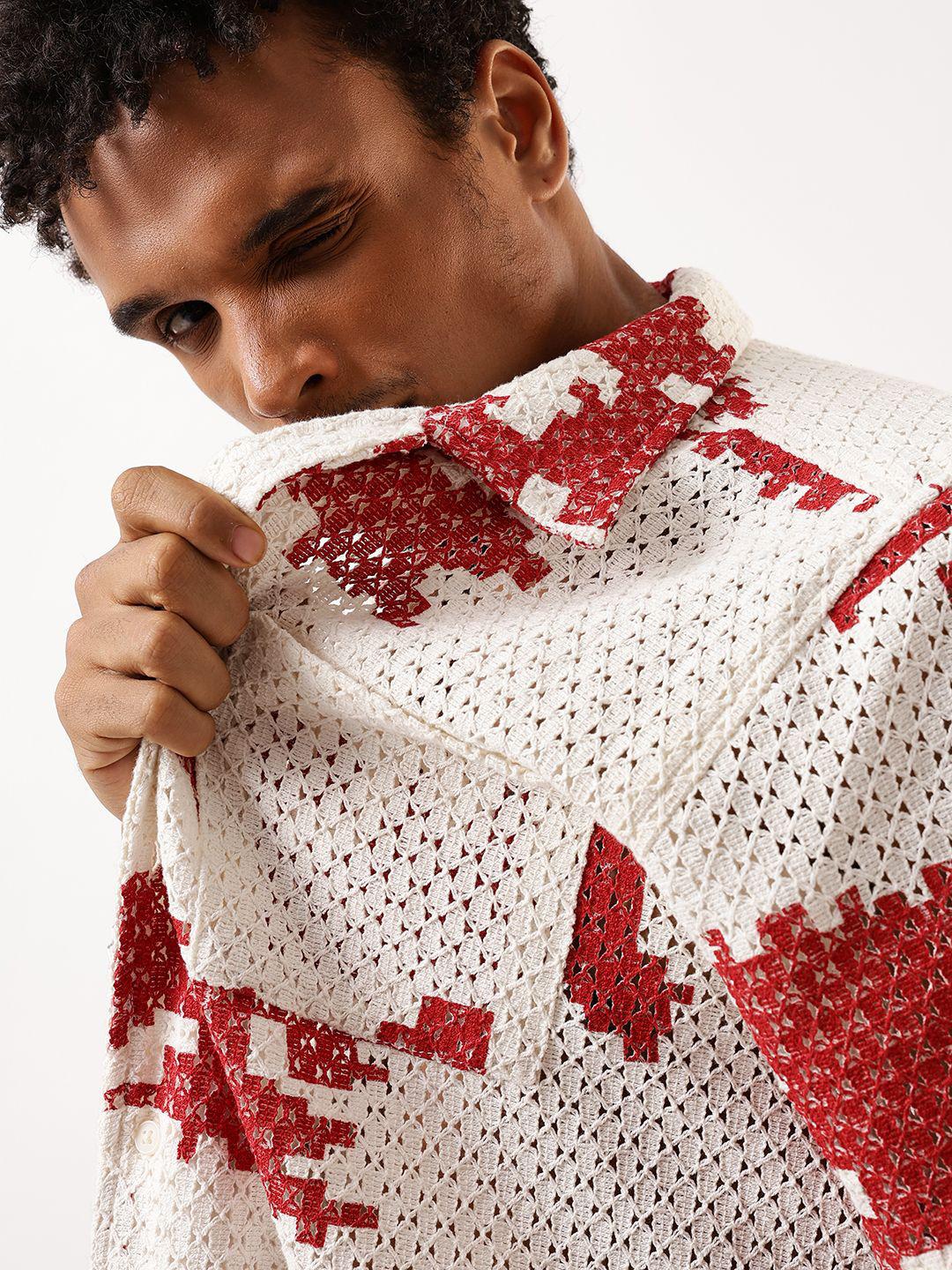 Buy Hubberholme Crochet Abstract Print Casual Shirt - Shirts for Men ...
