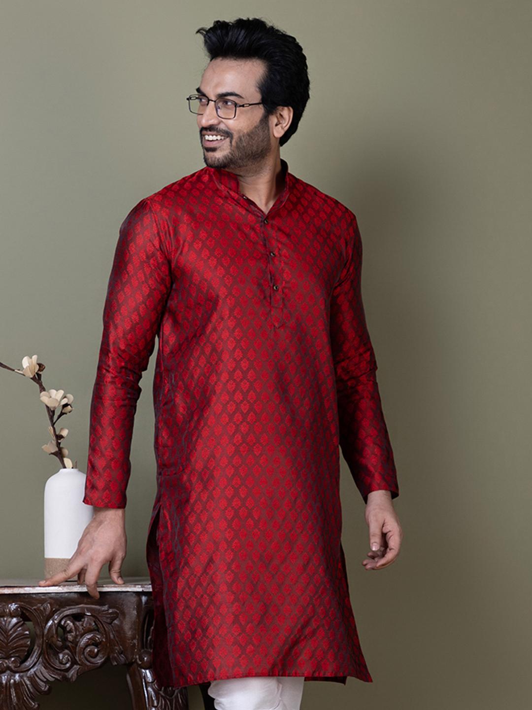 Buy DEVOILER Men Woven Design Festive Straight Kurta - Kurtas for Men ...