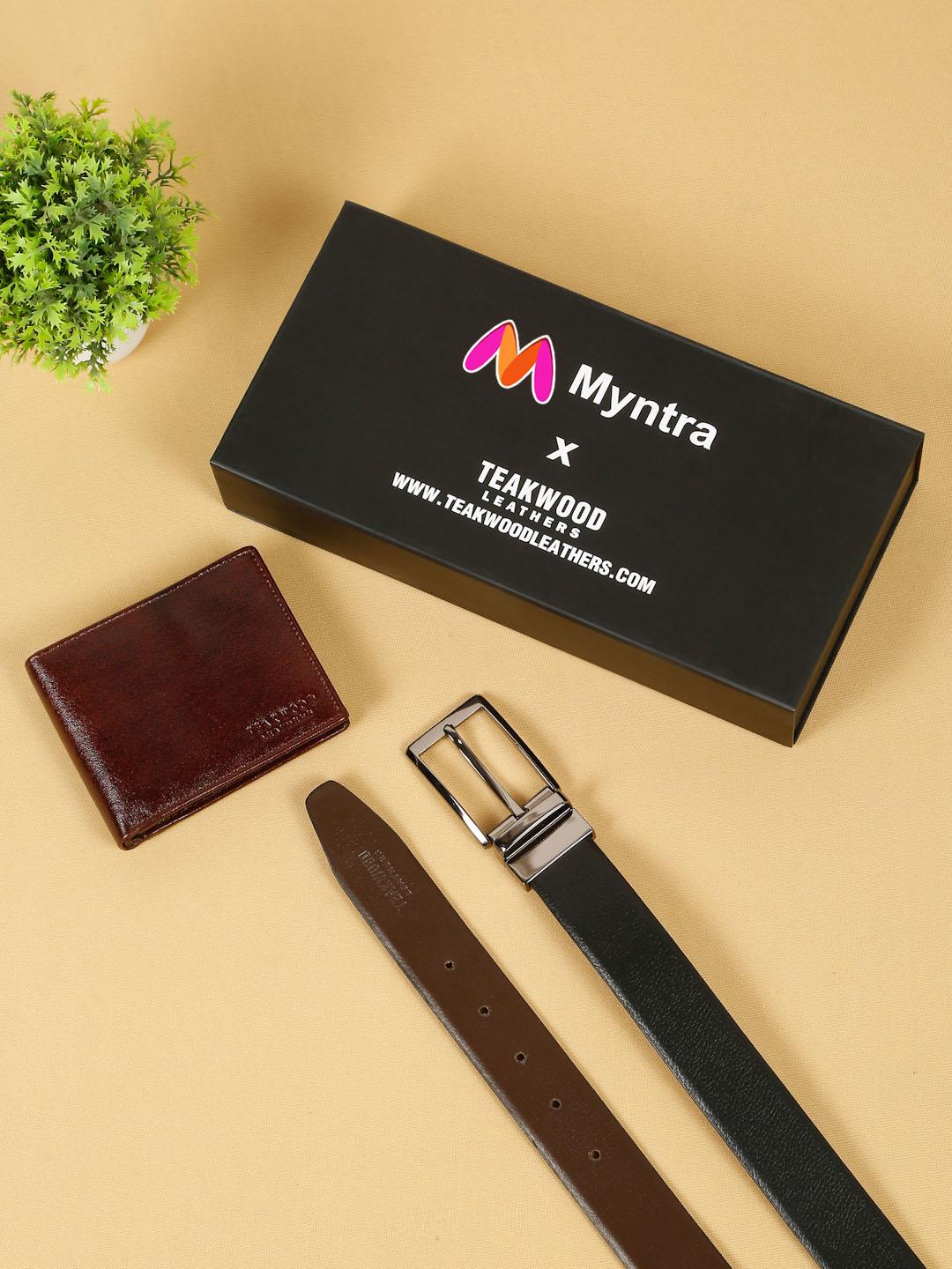 Buy Teakwood Leathers Set Of 2 Men Reversible Leather Belt & Wallet ...