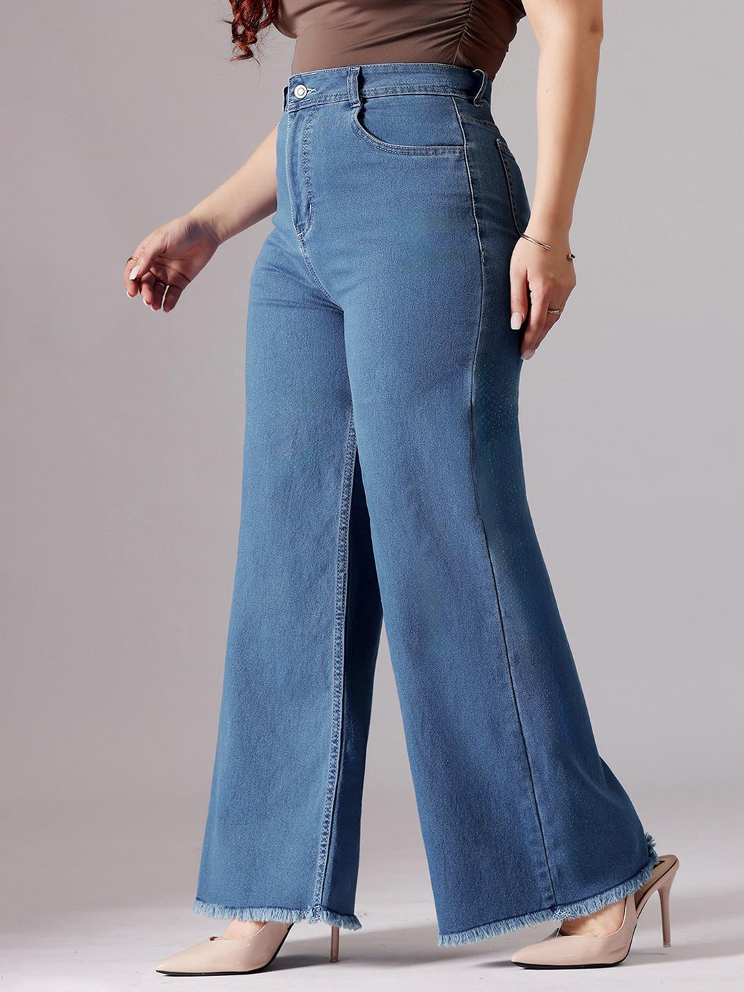 Buy Miss Chase A+ Women Plus Size Wide Leg High Rise Stretchable Jeans ...