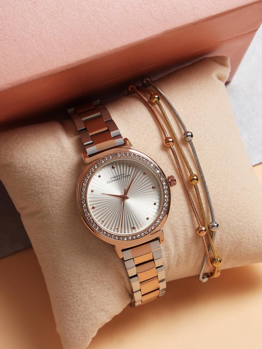 Buy French Connection Textured Silver Round Dial Watch With Bracelet ...